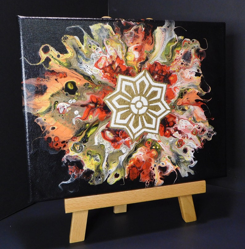 Original ah K'in 8x10 Inch Hand Painted Enhanced Abstract Acrylic Paint ...