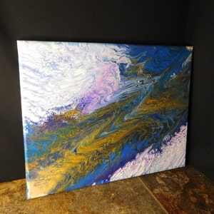 Fluid Art Paint Pour 11x14 Inch Stretched Canvas Hand Painted Original ...