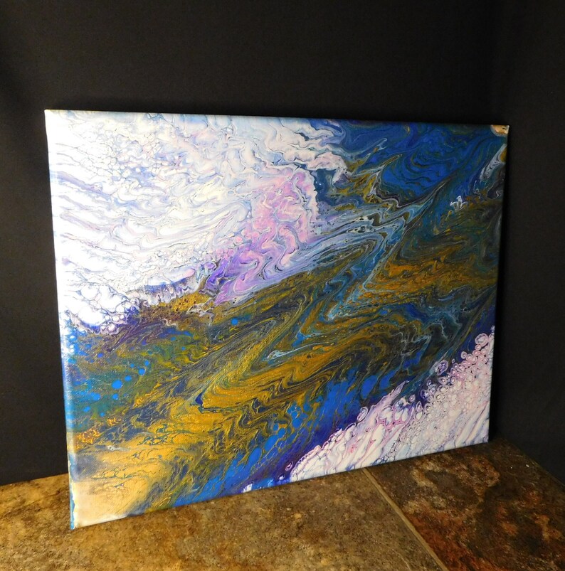 Fluid Art Paint Pour 11x14 Inch Stretched Canvas Hand Painted Original ...