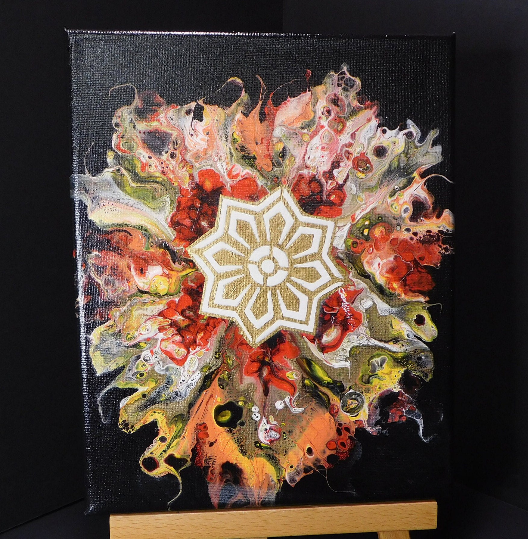 Original ah K'in 8x10 Inch Hand Painted Enhanced Abstract Acrylic Paint ...