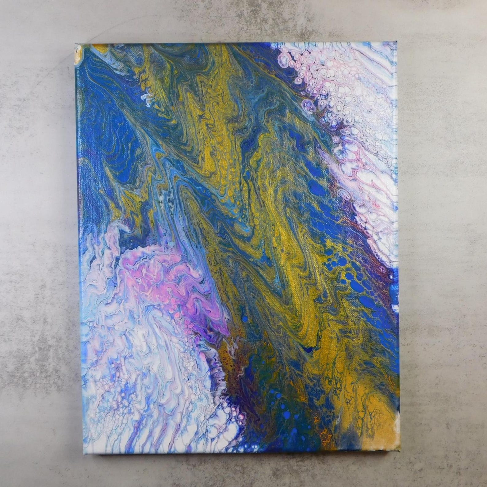 Fluid Art Paint Pour 11x14 Inch Stretched Canvas Hand Painted Original ...