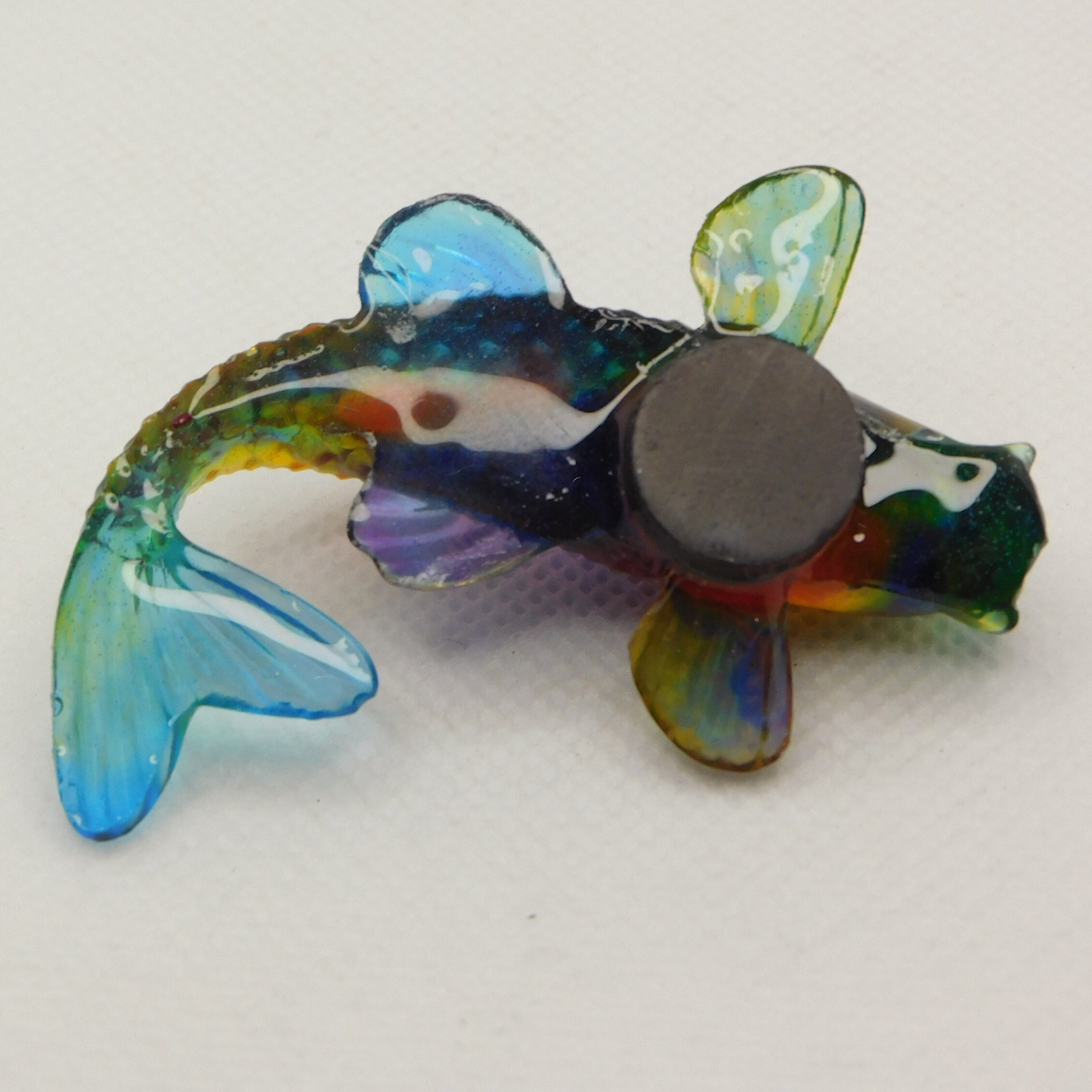 Rainbow Epoxy Resin Koi Fish Magnet Set Original Handmade prismatic ...