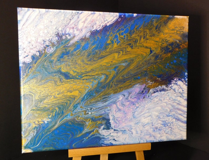 Fluid Art Paint Pour 11x14 Inch Stretched Canvas Hand Painted Original ...