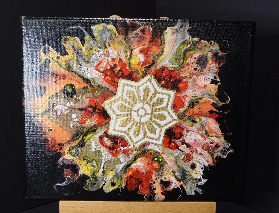 Original ah K'in 8x10 Inch Hand Painted Enhanced Abstract Acrylic Paint ...