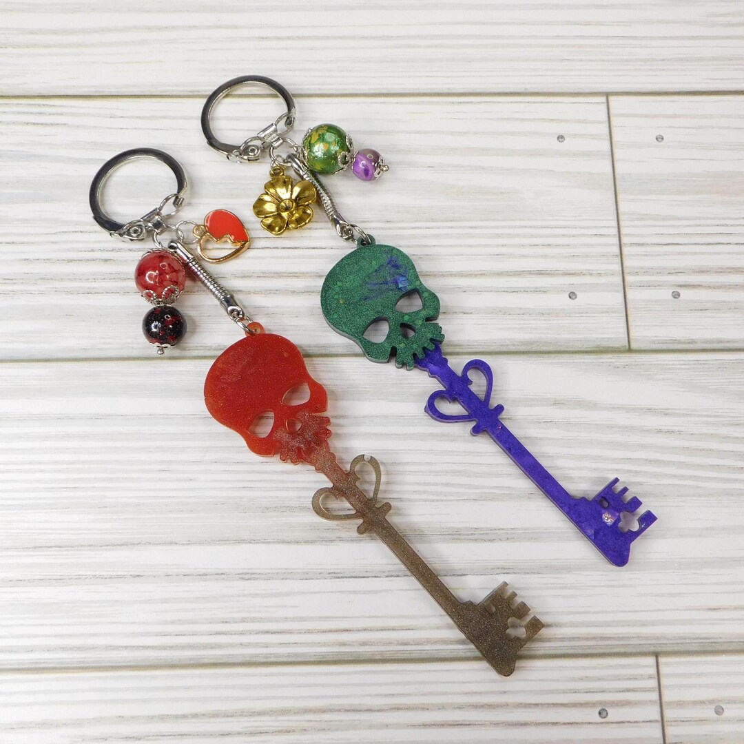 Pair of Epoxy Resin Key Charms Keychain Car Ornament Original ...