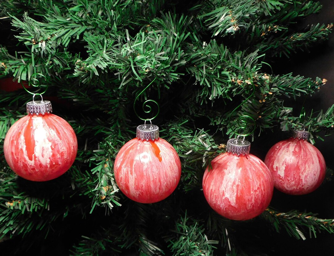 Original Hand Painted "candy Cane" Acrylic Fluid Art Ornament Gift Set ...