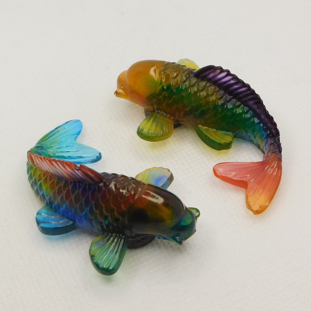 Handmade Rainbow Koi Fish Pair Epoxy Resin Magnet Set 2PC - Etsy