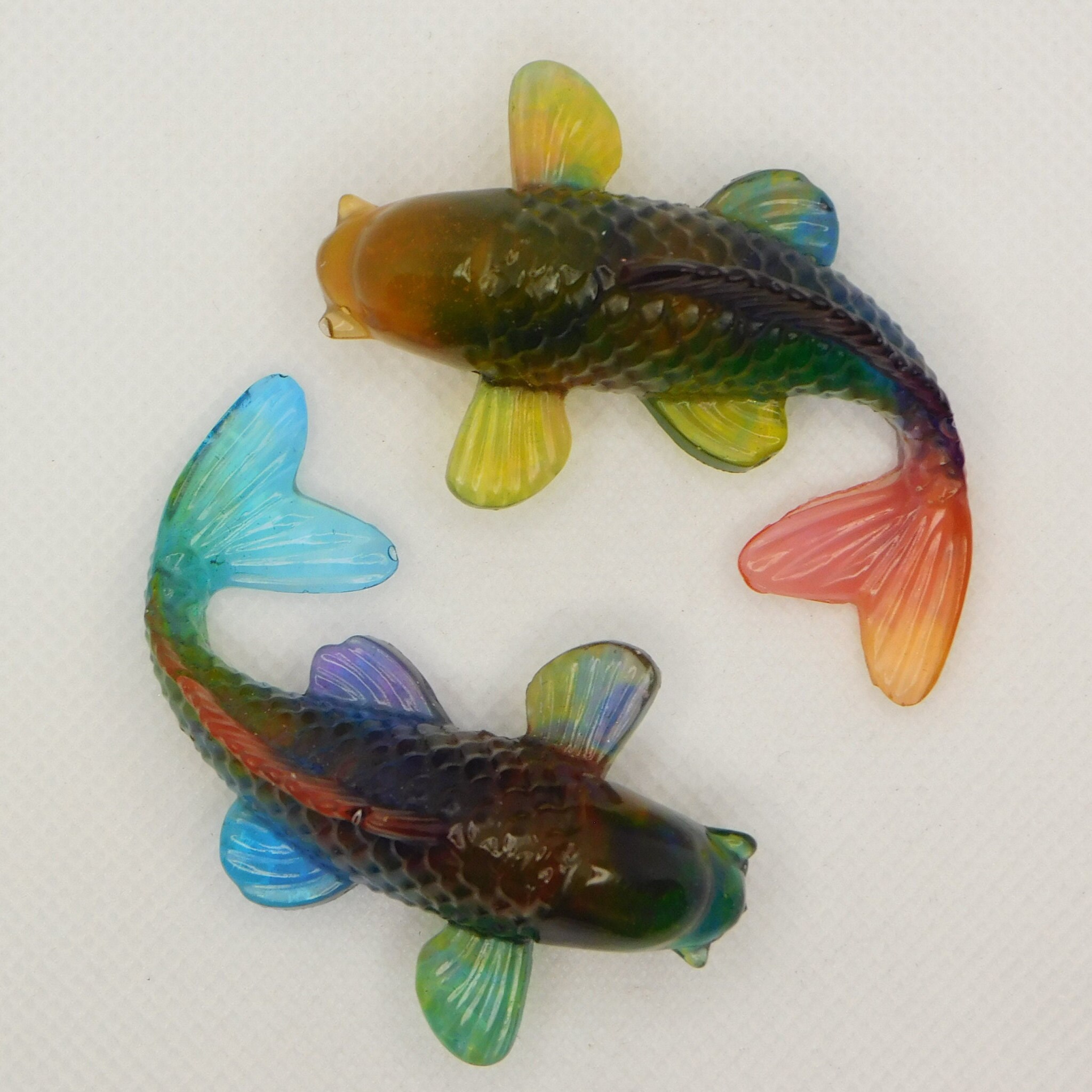 Rainbow Epoxy Resin Koi Fish Magnet Set Original Handmade prismatic ...