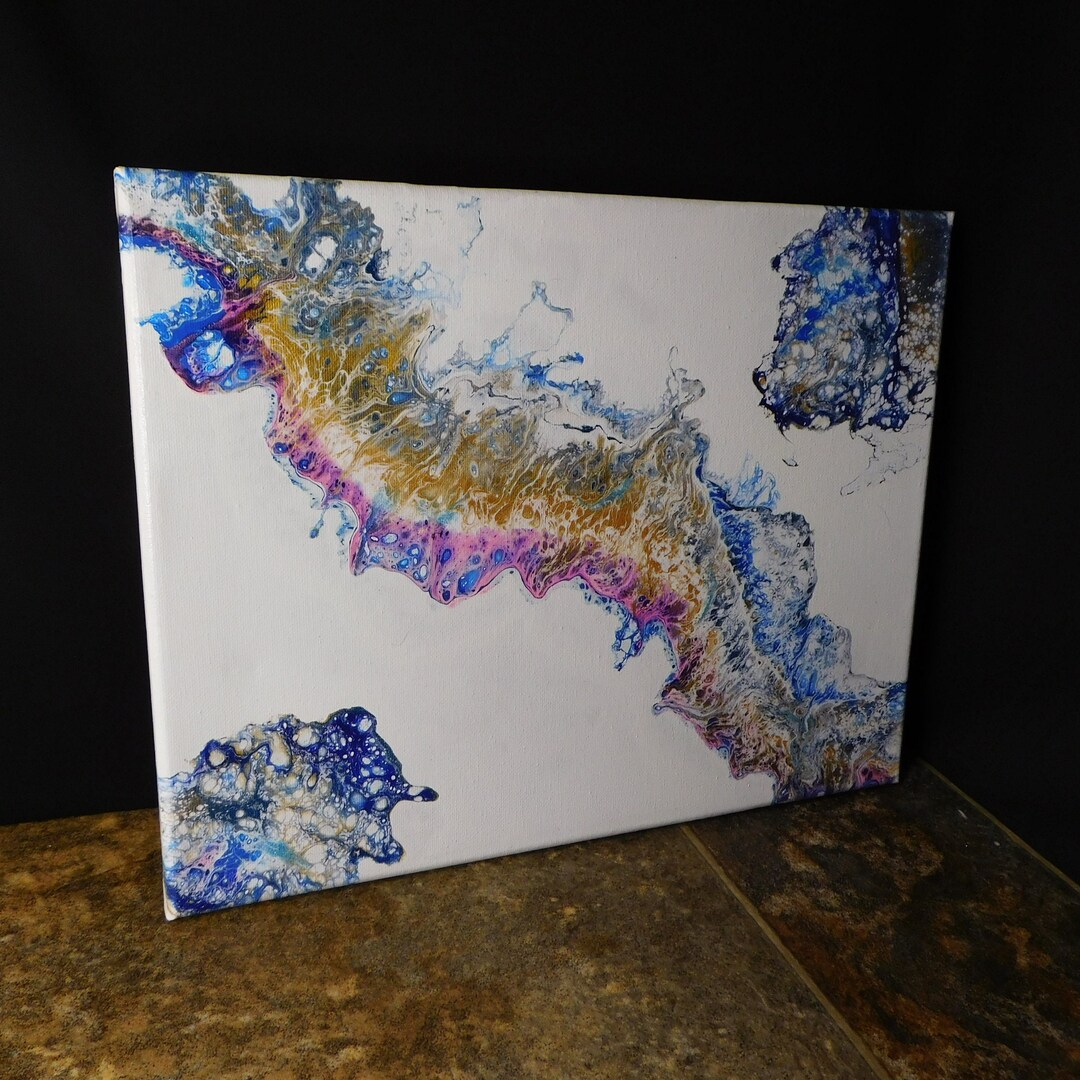 Fluid Art Paint Pour 11x14 Inch Stretched Canvas Hand Painted Original ...