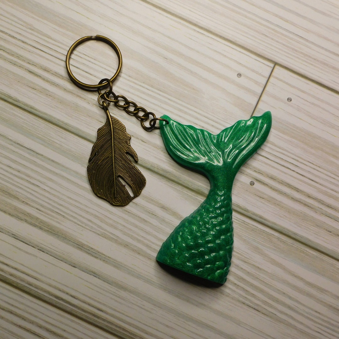 Epoxy Resin Green Mermaid Tail Keychain Car Ornament Original ...
