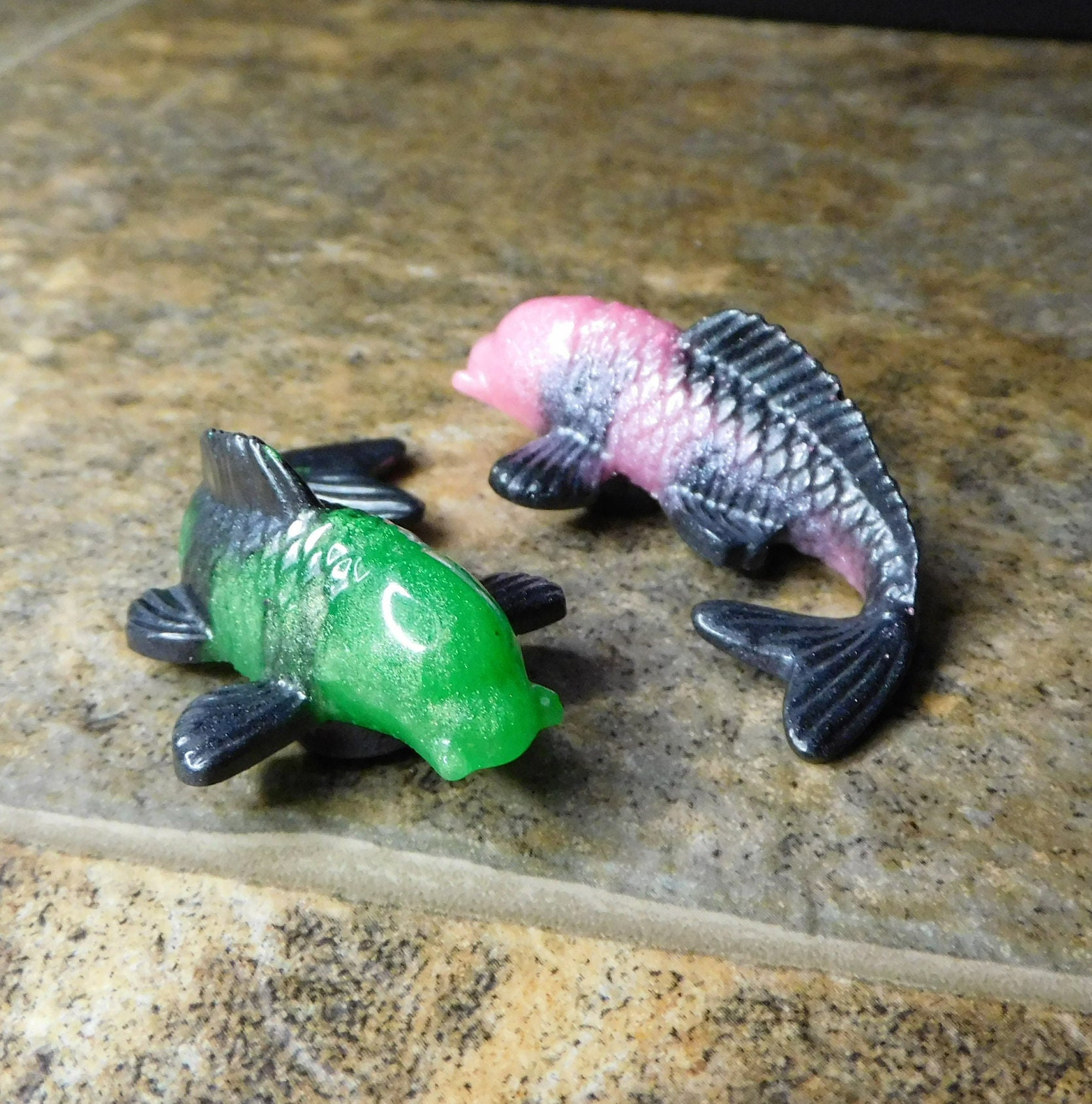 Black Epoxy Resin Koi Fish Magnet Set Original Handmade "neon Rave ...