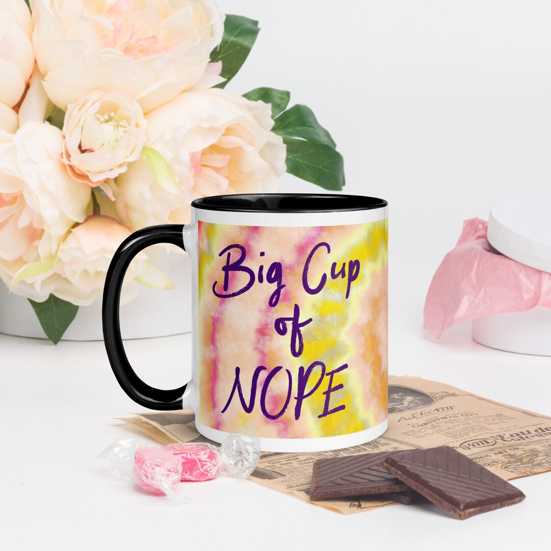 Big Cup of NOPE Tie Dye Mug With Color Inside, Hippie Psychedelic Mug ...