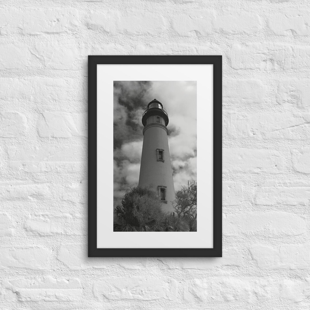 Ponce Inlet Lighthouse Framed Poster, Florida Black and White ...