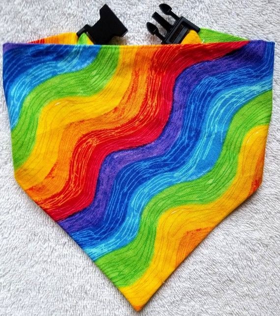 Buckle Dog Bandana Dog Pet Cat Bandanna Rainbow Handmade - Etsy