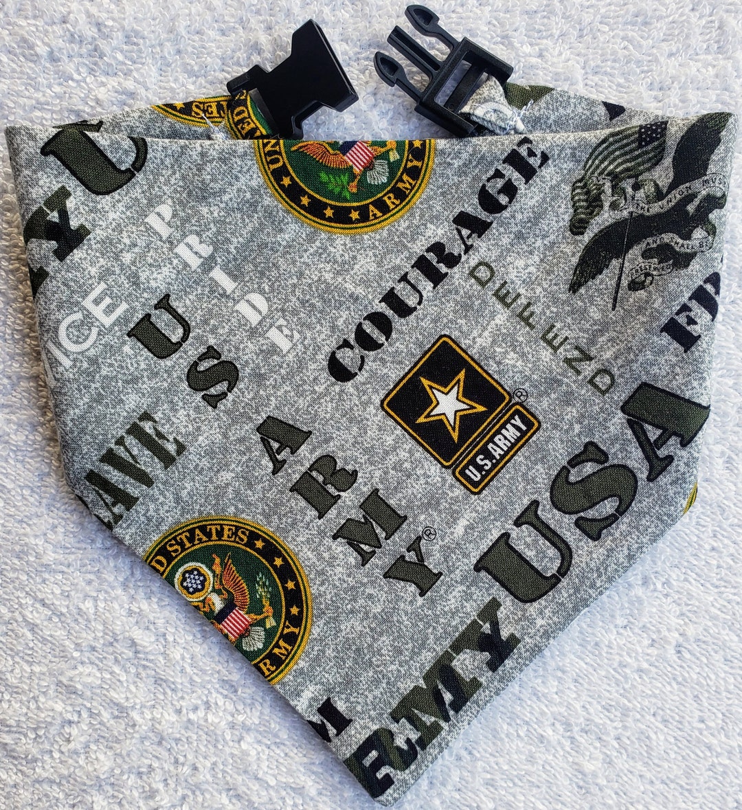 Buckle Dog Bandana Dog Bandanna US ARMY Hero Militarhy Inspired Heather ...