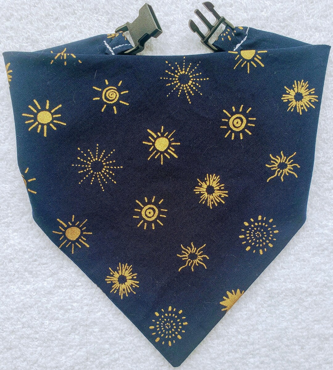 Buckle Dog Bandana Dog Pet Cat Bandanna Midnight Blue Gold Foil Suns ...