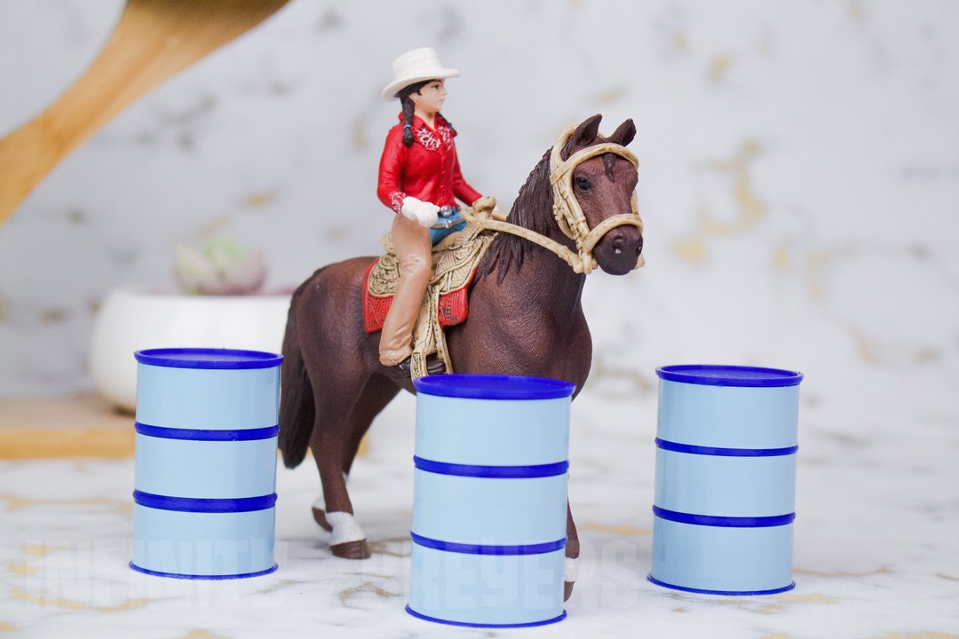 Schleich Model Horse Western Barrel Set for Barrel Racing Set of Three ...