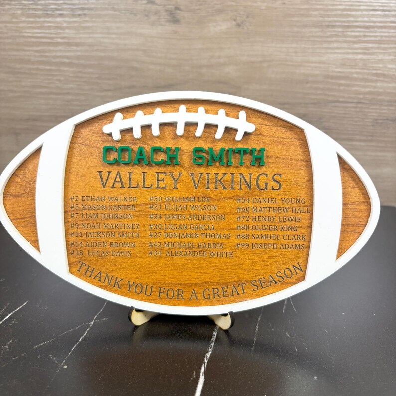 Team Plaque Football Coach Gift, Customized Senior Player Gift ...