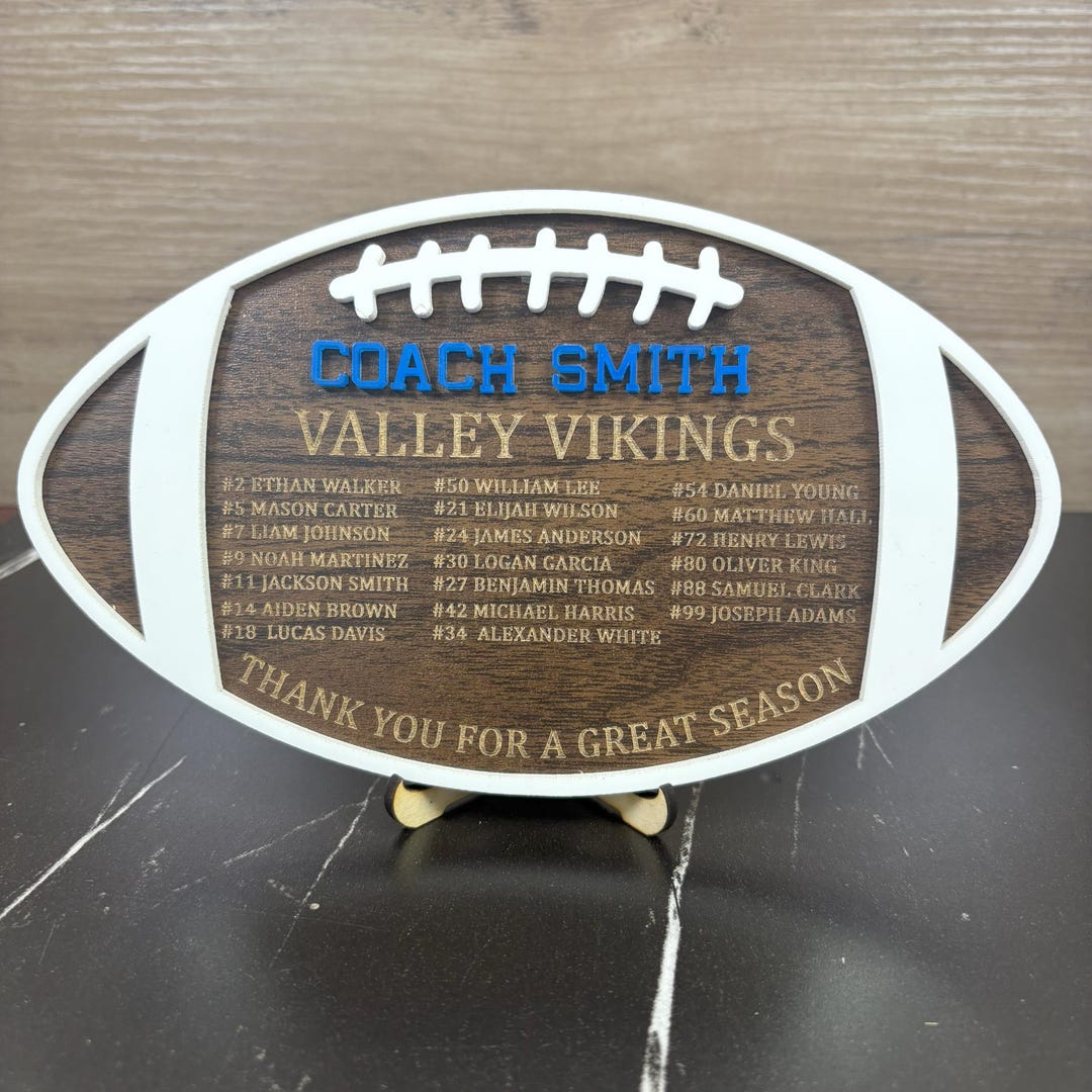 Team Plaque Football Coach Gift, Customized Senior Player Gift ...