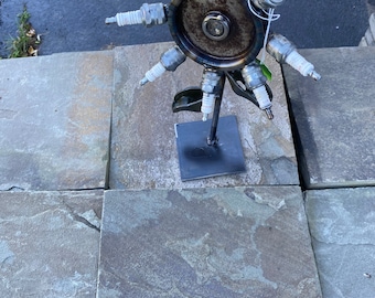 Spark Plug Flower Scrap Metal Rose Welded Upcycled Artwork Gift for ...