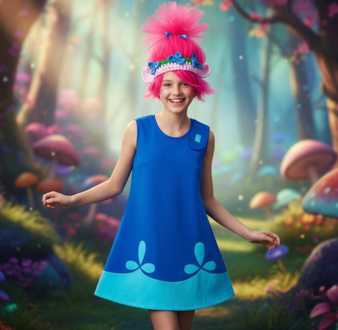 Handmade Adult Princess Poppy Troll Costume Dress, Halloween - Etsy