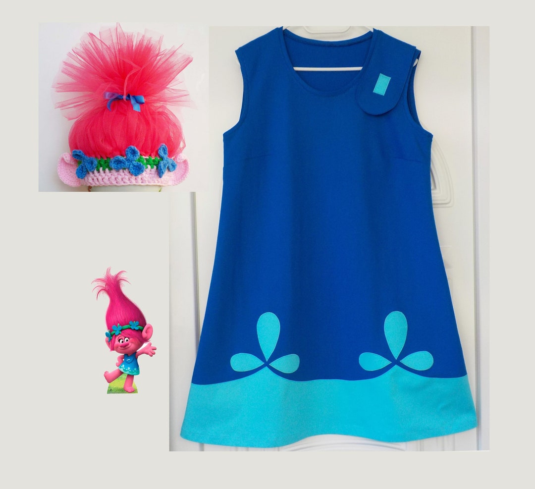 Poppy Trolls Costume for Adults, Handmade Princess Poppy Dress and Wig ...