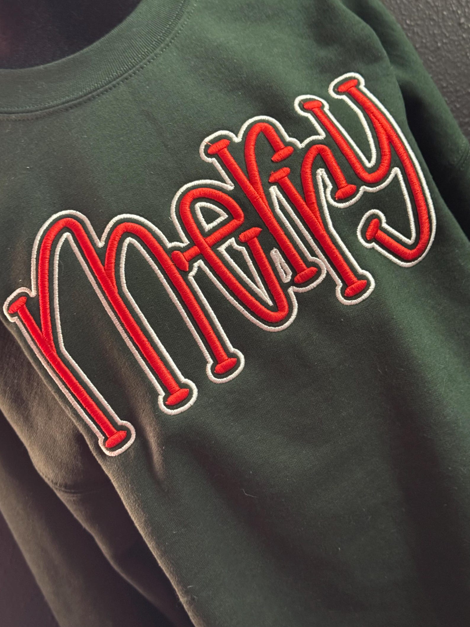 Merry Crewneck, Puff Embroidery - Etsy
