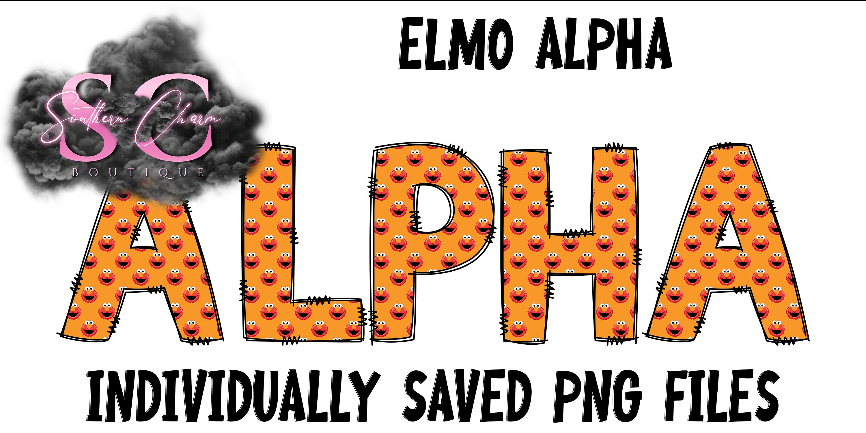 Elmo Alpha, Doodle Letters, Uppercase, Sublimation, Digital Download ...