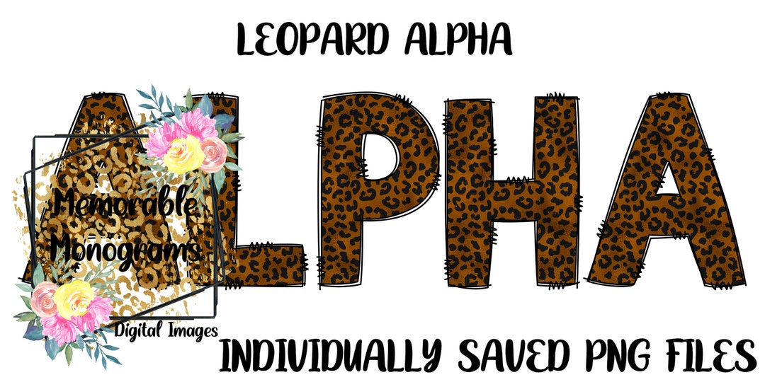 Leopard, Alpha, Doodle Letters, Uppercase, Sublimation, Digital ...