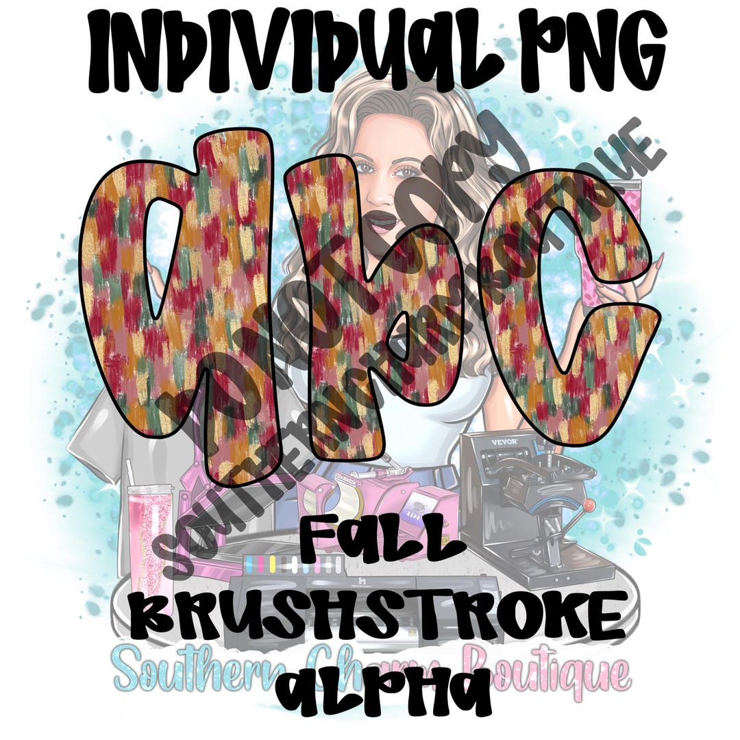 Fall, Brushstroke, Glitter, Alpha, Doodle Letters, Sublimation, Digital ...