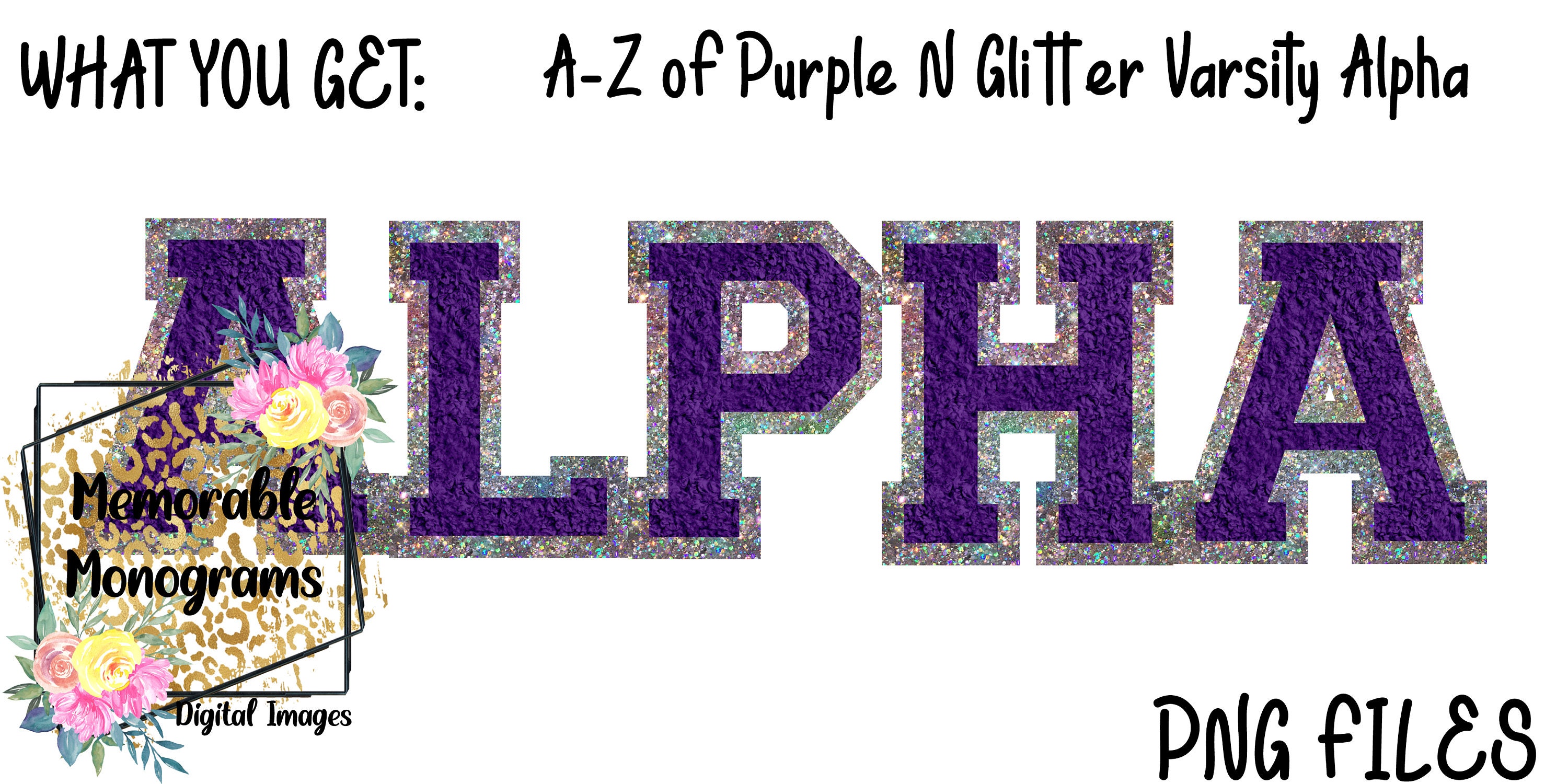 Purple N Glitter, Varsity, Alpha, Doodle Letters, Uppercase ...