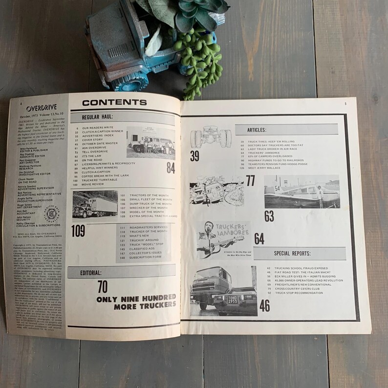 1973 October Overdrive Vintage Trucker Magazine Semi Truck Big Rig ...