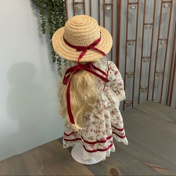 Vintage Cottagecore Doll Floral Dress Straw Hat - Etsy