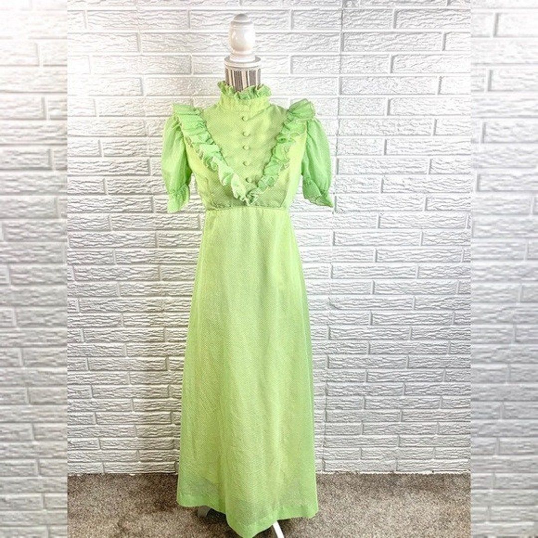 Vintage Green Polka Dot Ruffled Cottagecore Dress - Etsy