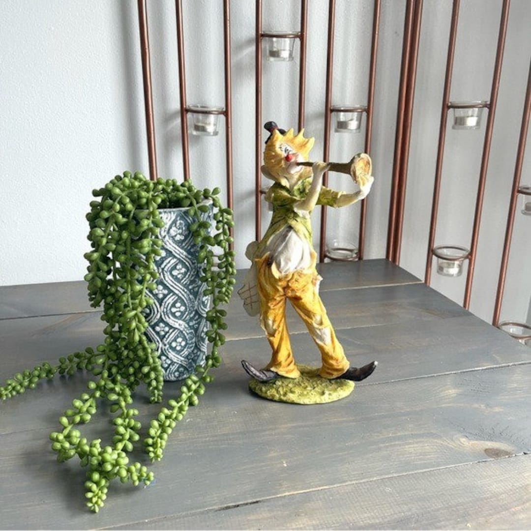 Vintage 80s Arnart Pucci Hobo Clown Musician Playing Horn Figurine ...