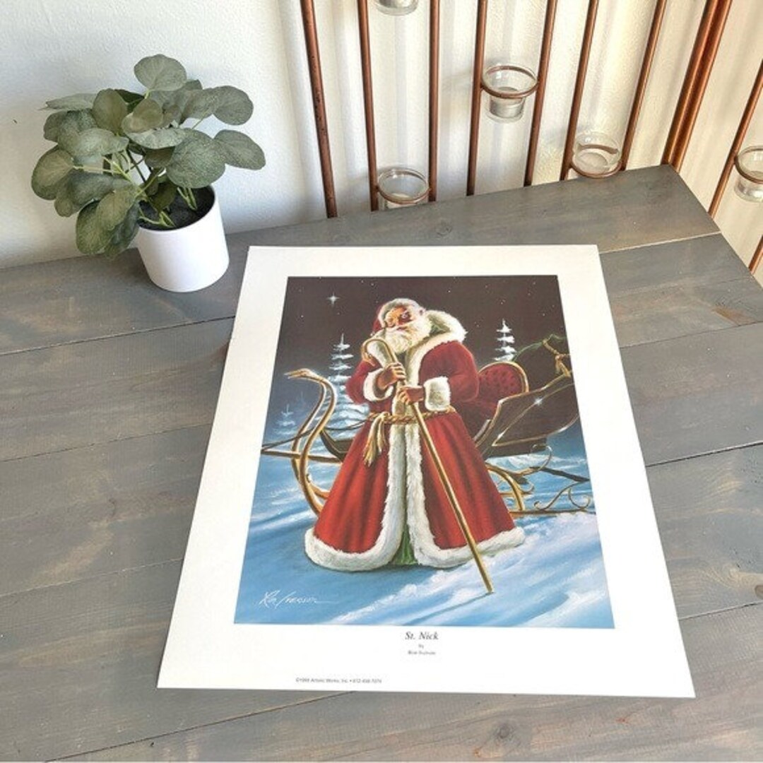 Vintage 1999 Ron Iverson St. Nick Christmas Santa Claus Print Artistic ...