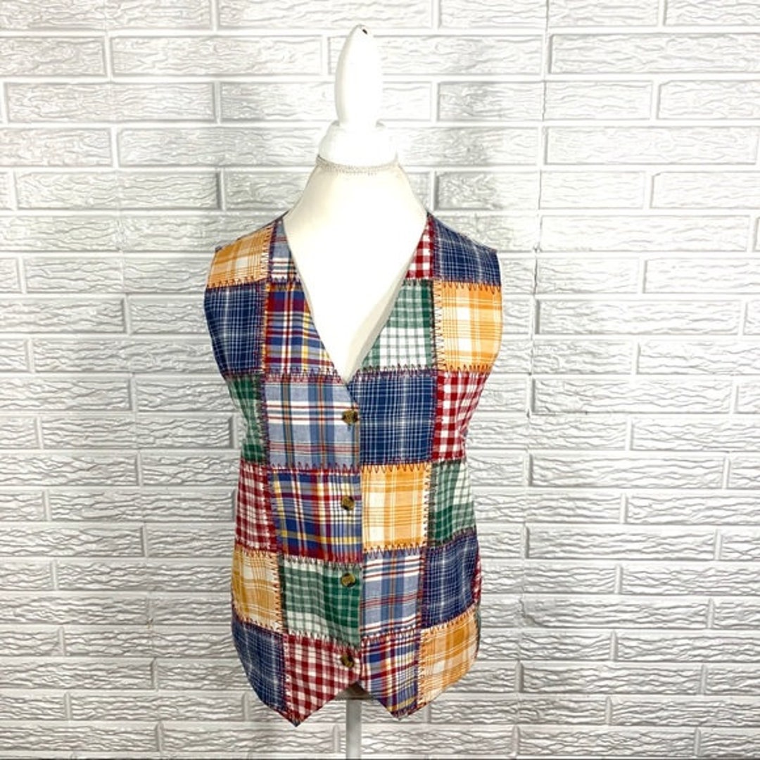 Vintage Handmade Plaid Patches Vest - Etsy