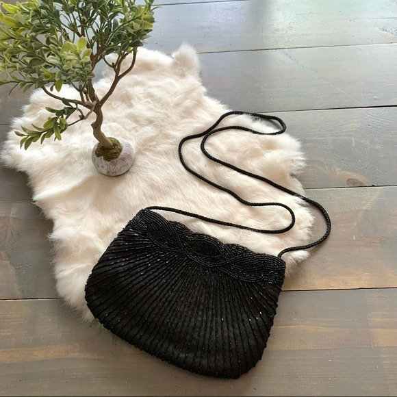 Vintage Partners Mervyns Black Beaded Evening Bag - Etsy