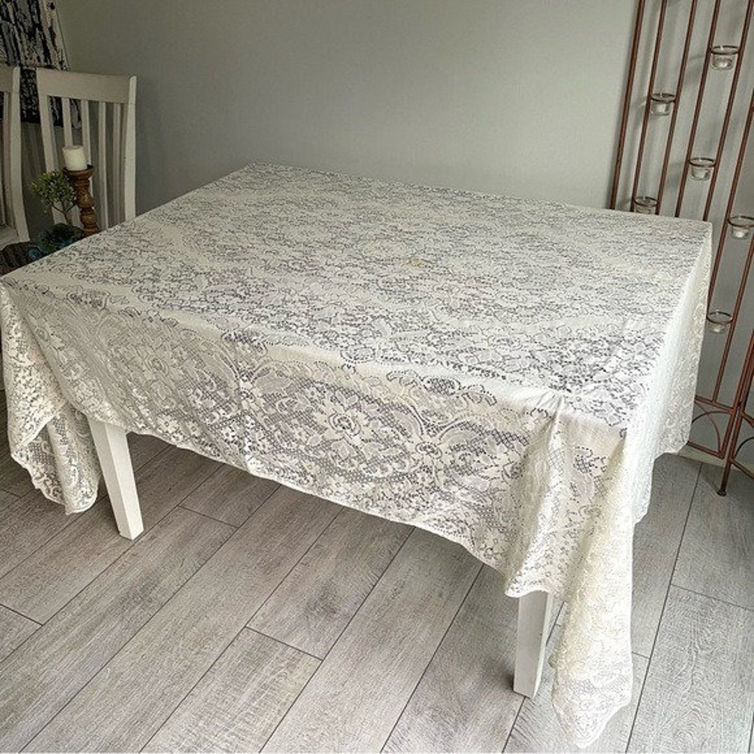 Vintage White Floral Lace SCRAPS Craft Fabric Tablecloths With - Etsy