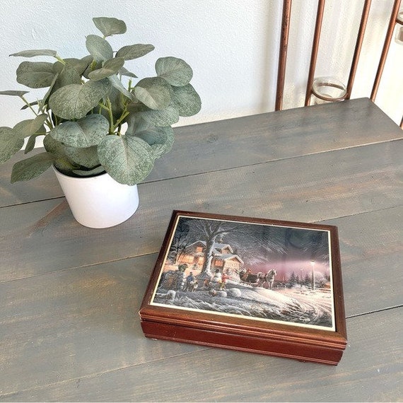 Vintage Terry Redlin Winter Wonderland Jewelry Box St… - Gem