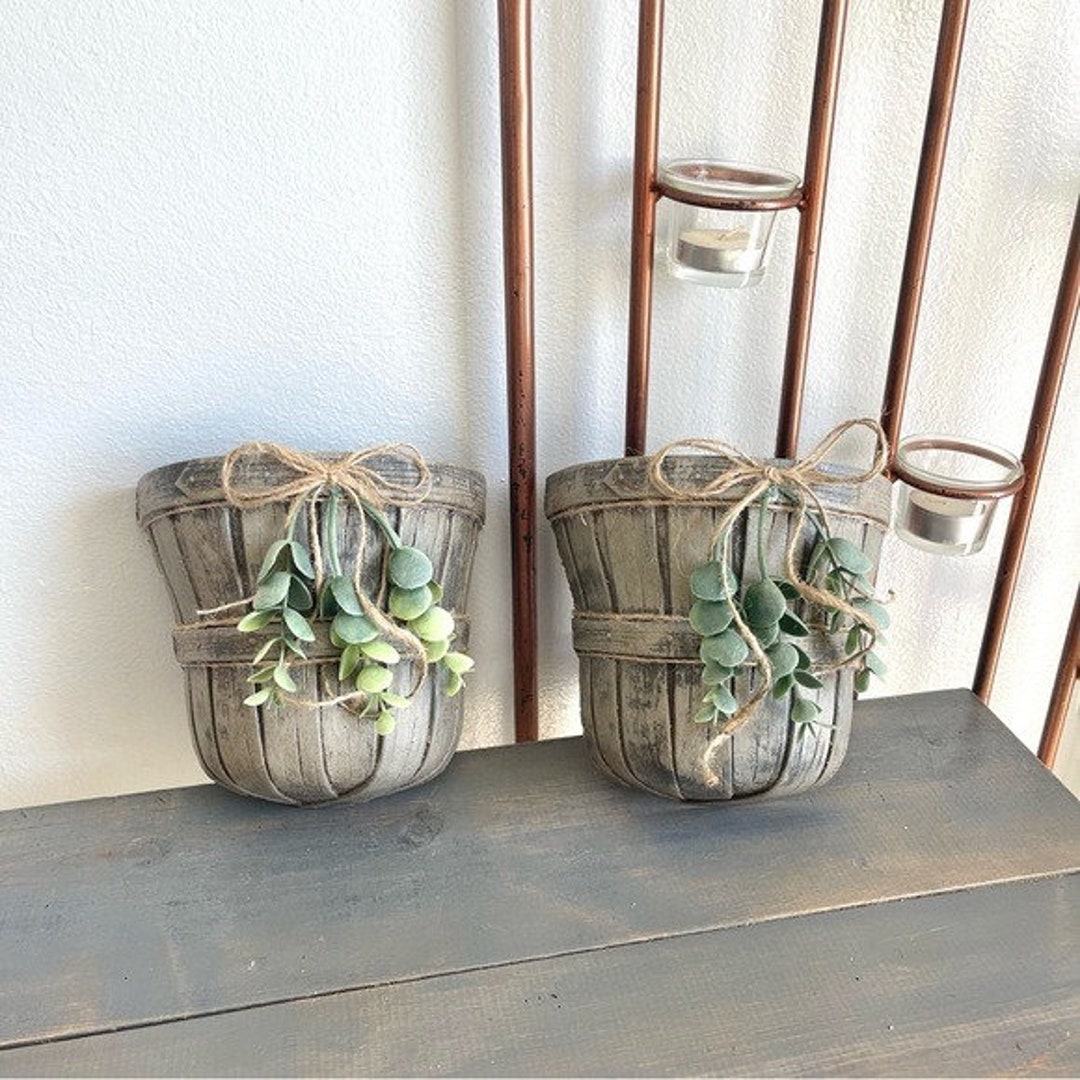 Eclectic Revival Upcycled Hand Painted Faux Bucket Wall Vases - Etsy
