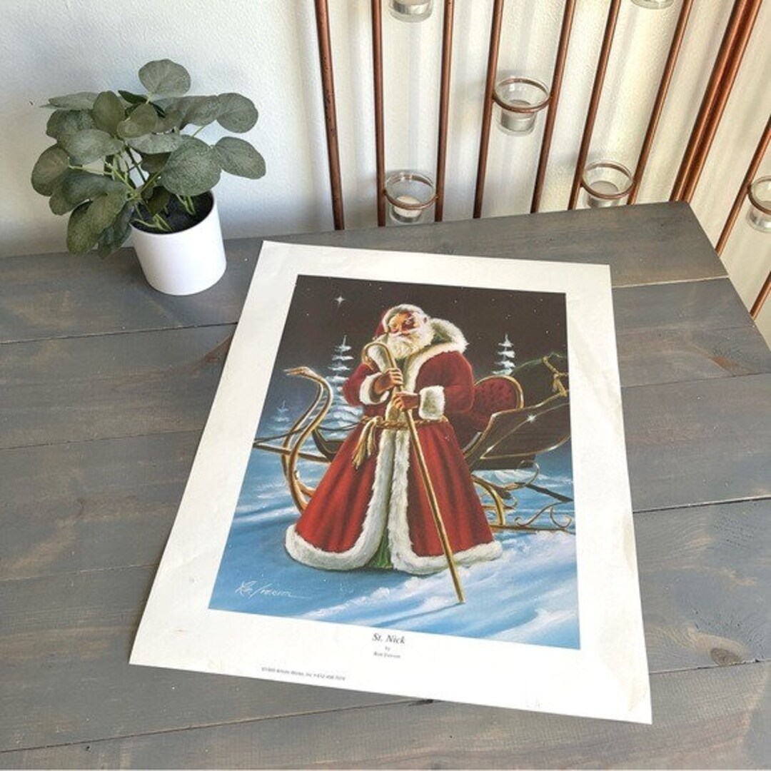 Vintage 1999 Ron Iverson St. Nick Christmas Santa Claus Print Artistic ...