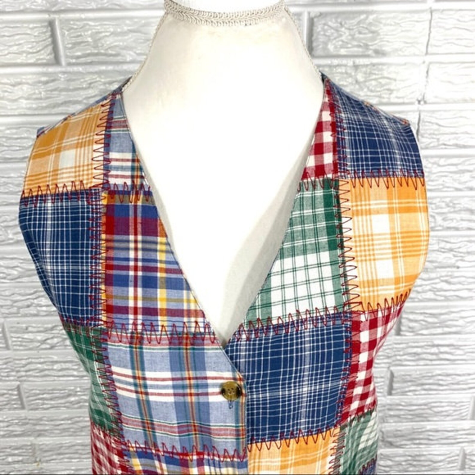 Vintage Handmade Plaid Patches Vest - Etsy