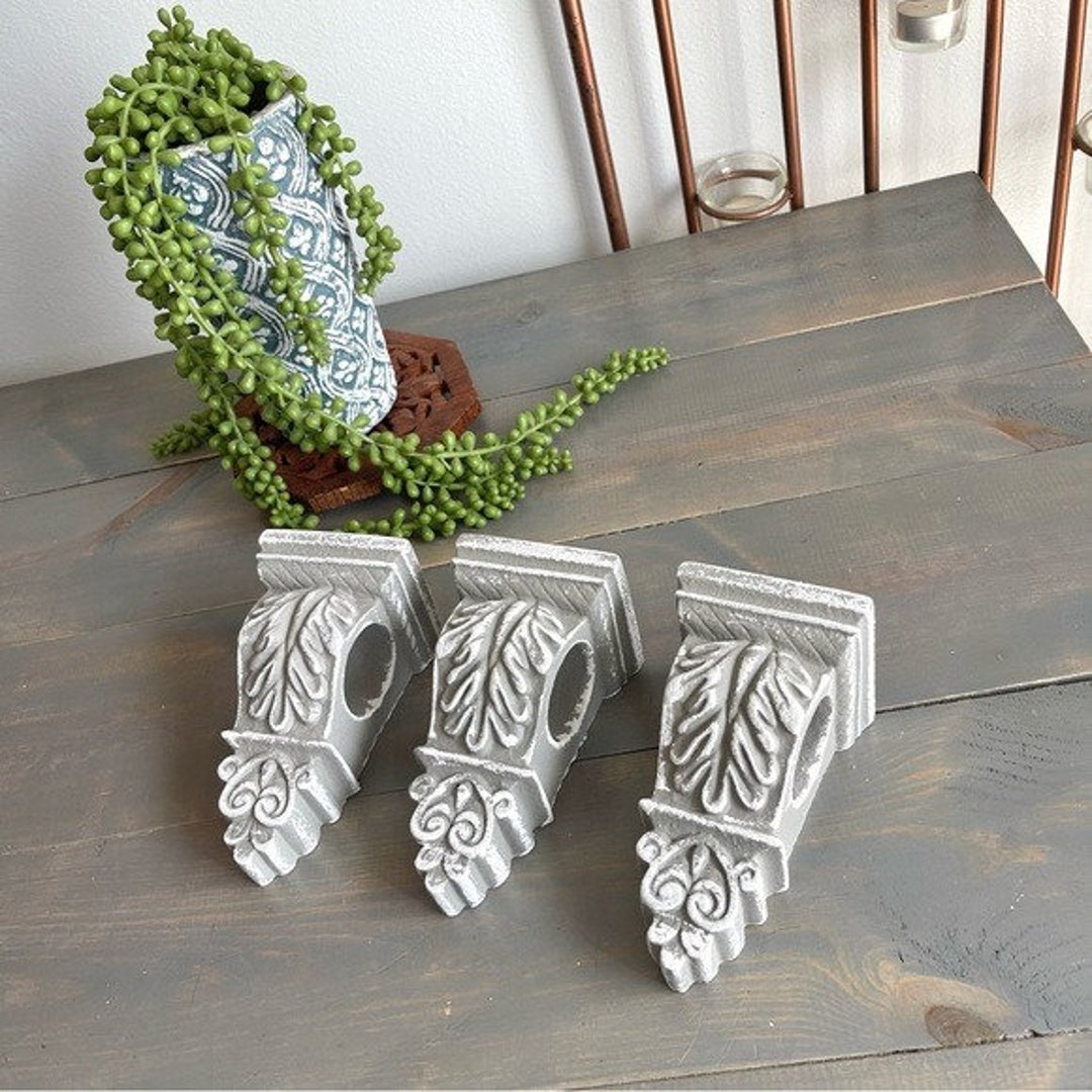 Eclectic Revival Upcycled Hand Painted Decorative Curtain Rod Holders ...