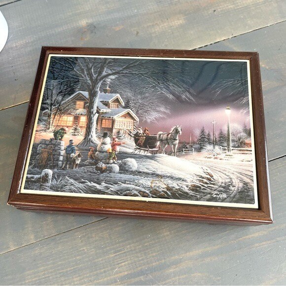 Vintage Terry Redlin Winter Wonderland Jewelry Box Storage Container - Etsy