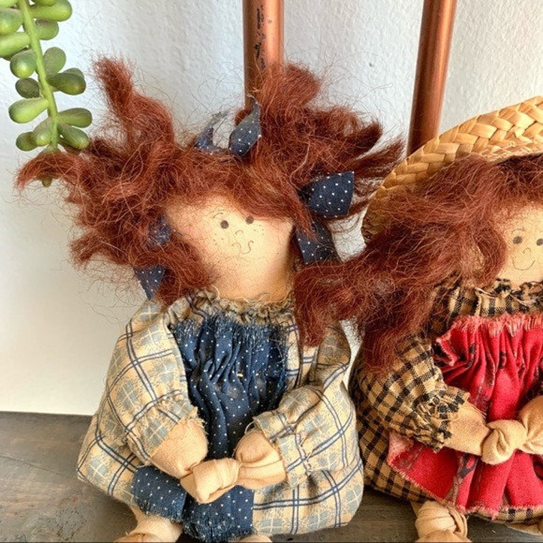Vintage Cottagecore Small Fabric Dolls Set of Two - Etsy