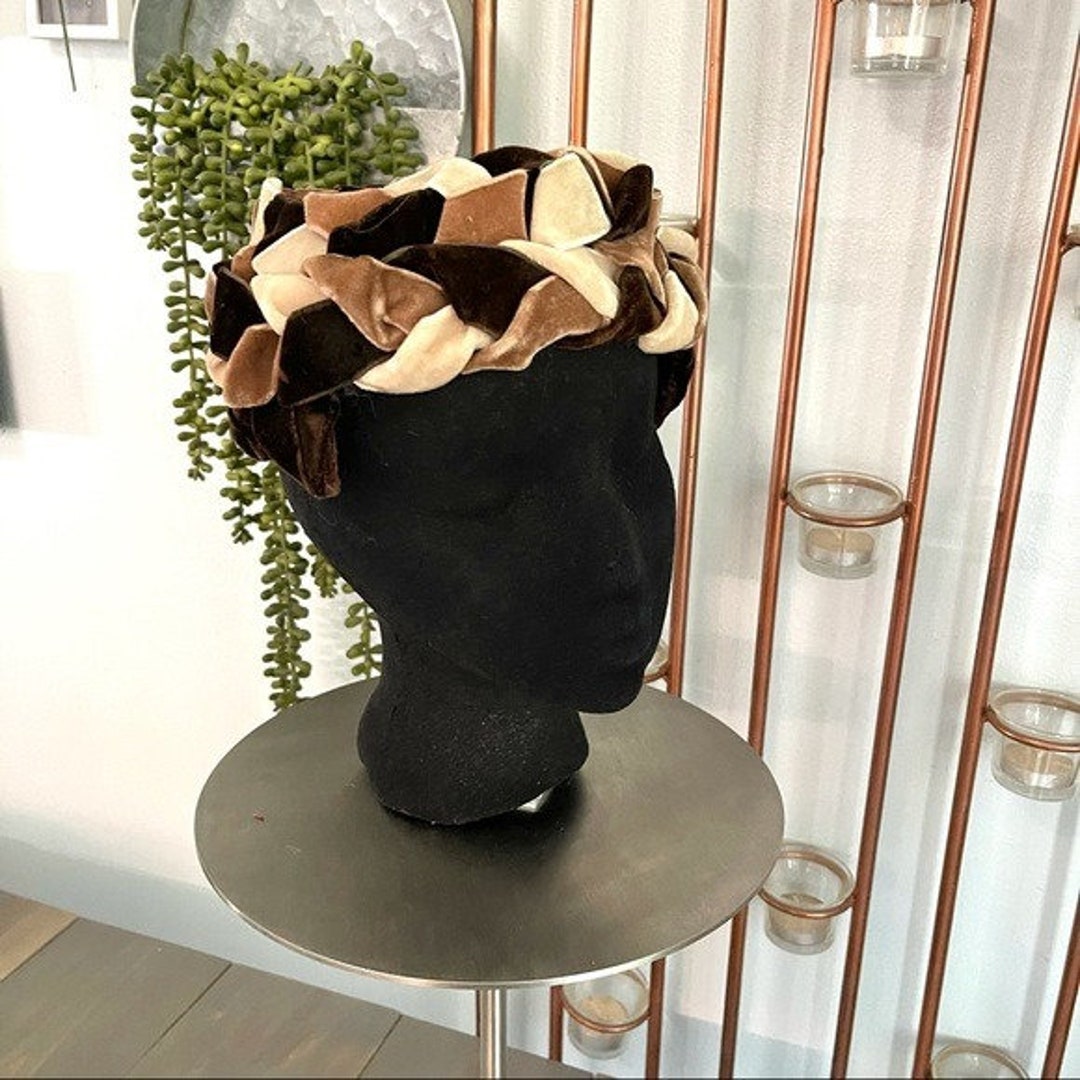 Vintage Union Made Capulet Hat Velvet Brown Tan - Etsy