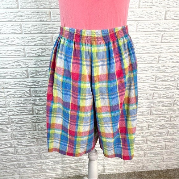 Vintage Koret Francisca Multicolored Plaid Bermuda Shorts With Pockets ...