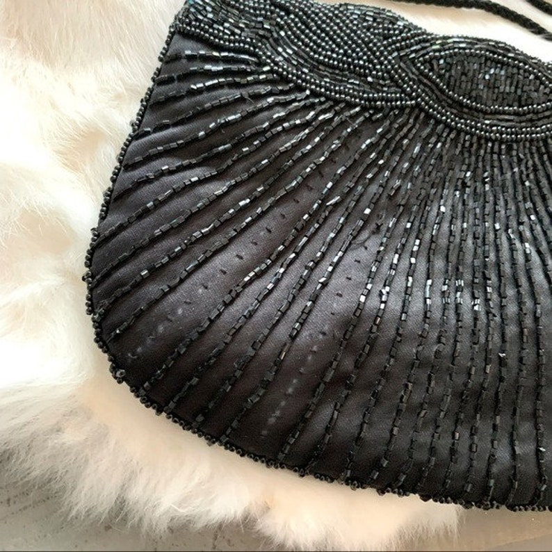 Vintage Partners Mervyns Black Beaded Evening Bag - Etsy