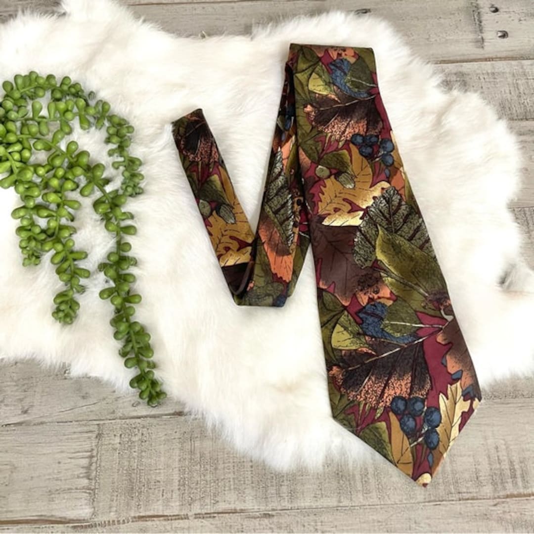 Vintage Wembley Multicolored Autumn Leaf Pattern Necktie Tie Imported ...